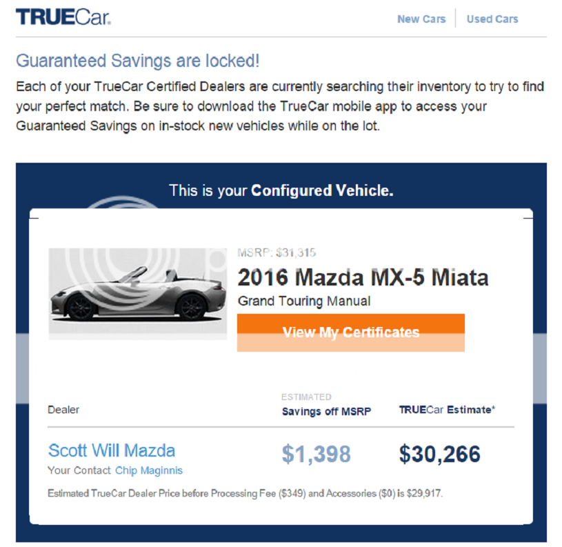 TrueCar USAA Pricing is Posted for the 2016 Mazda Miata - Page 4 - MX-5 ...